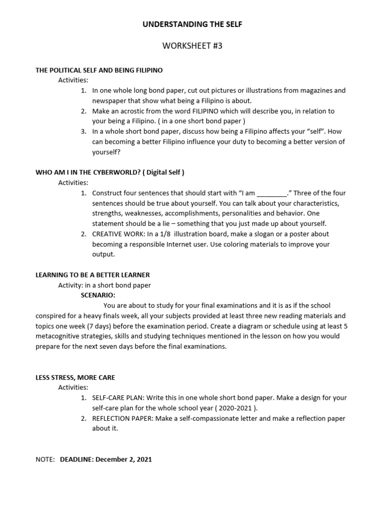 Ge 1 Worksheet 3 | PDF