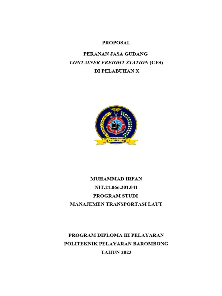 Proposal Peranan Jasa Gudang CFS | PDF | Sains & Matematika