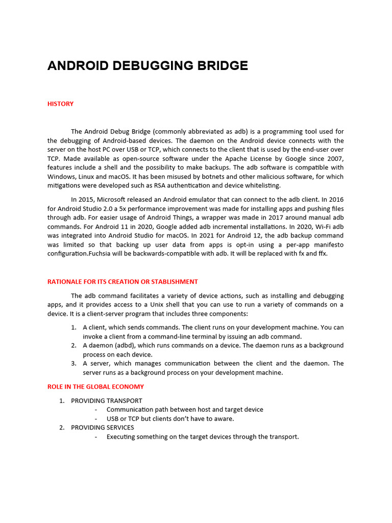 Android Debugging Bridge | Download Free PDF | Computing | Software Android Debugging Bridge | Download Free PDF | Computing | Software