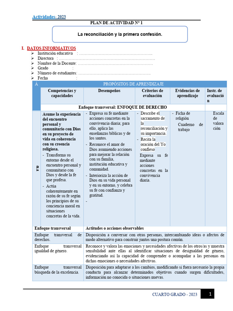 4° - Grado - Act - N°3 - Er - 08 - de Agosto | PDF | Perdón | Pecado