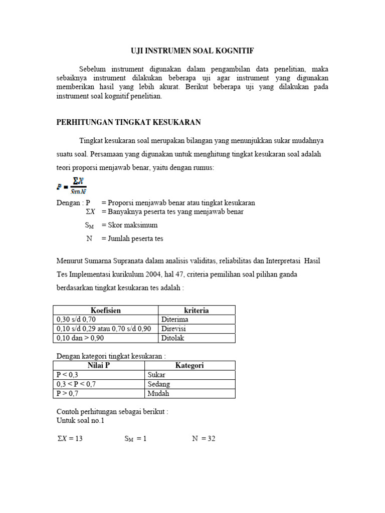 Adoc - Pub - Uji Instrumen Soal Kognitif | PDF