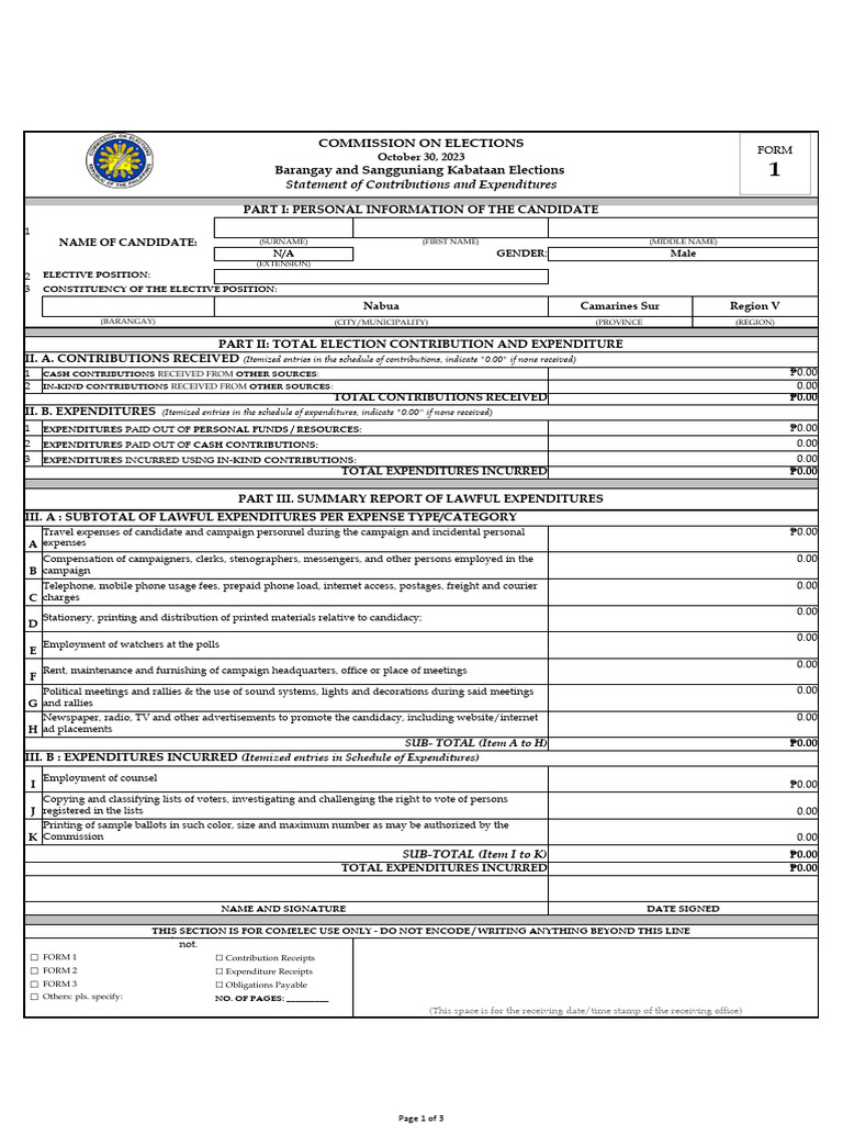Main SOCE Forms 1 2 3 Sheets | PDF | Expense | Signature