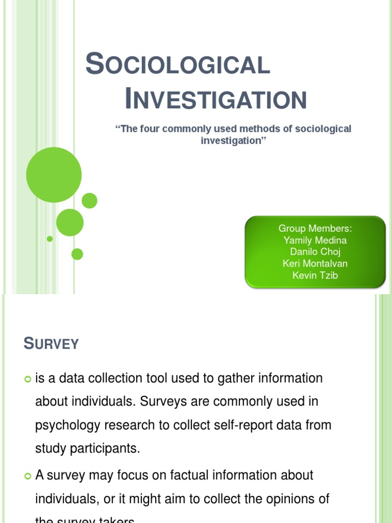 Four Methods of Sociological Investigation | PDF | Survey Methodology ...