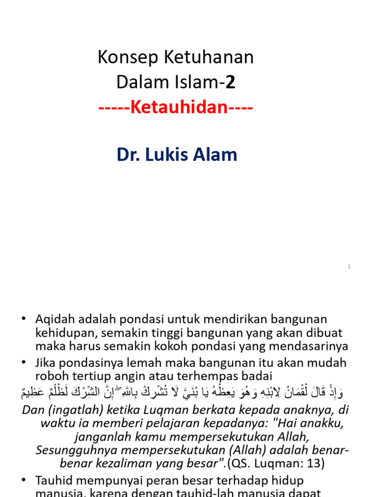 Konsep Ketuhanan Ketauhidan 3 | PDF