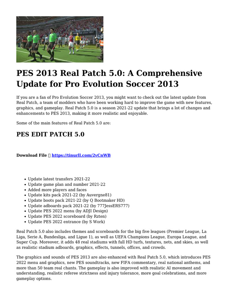 PES 2013 Real Patch 5.0: A Comprehensive Update For Pro Evolution Soccer 2013 | PDF | Computing ...