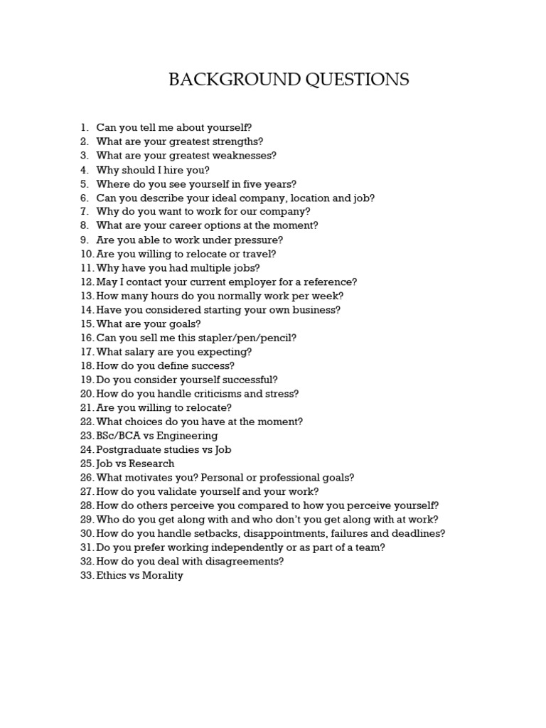Interview Prep: Key Questions | PDF