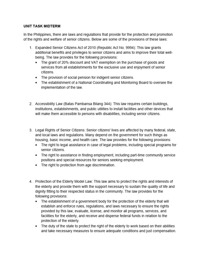 Unit Task Midterm | PDF | Old Age | Welfare