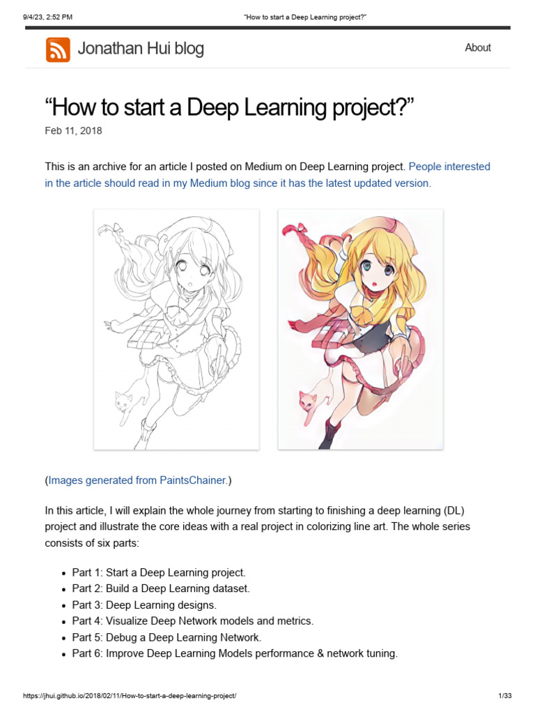 "How To Start A Deep Learning Project - " Notes | PDF