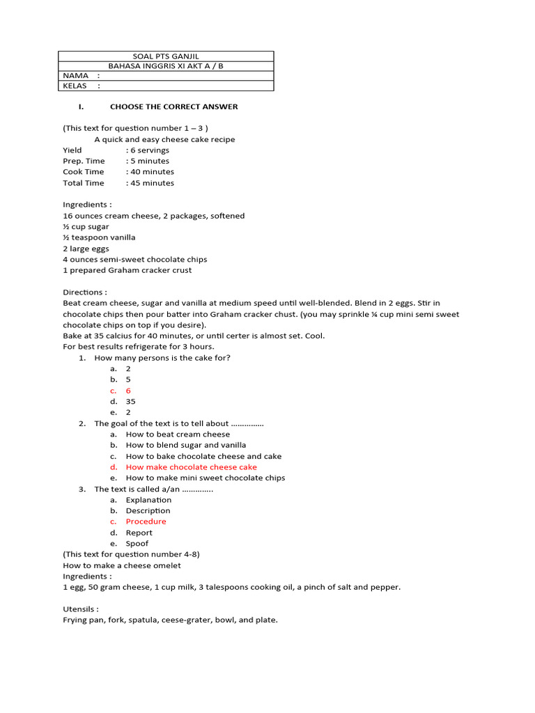 Soal Pts Ganjil Kumer Xi | PDF | Compact Disc | Cakes
