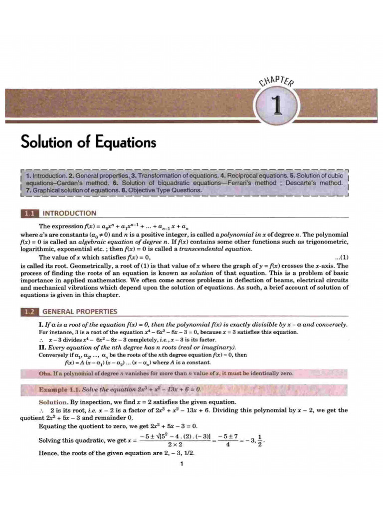 Solution of Equations | PDF