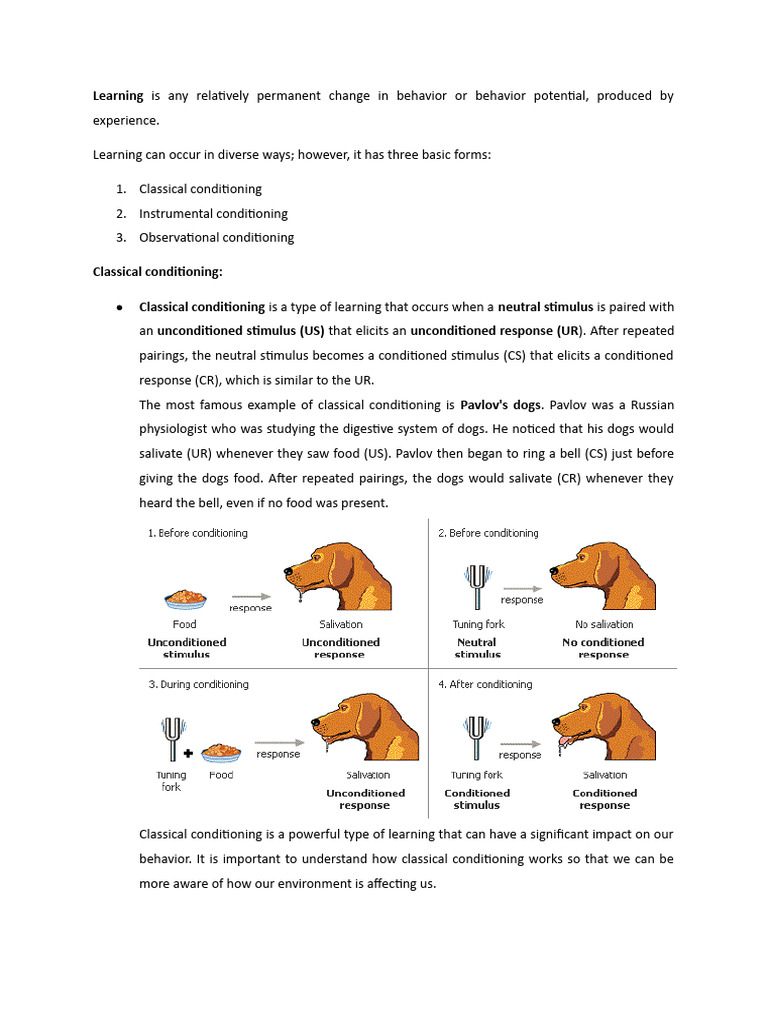 Learning | PDF | Classical Conditioning | Cognitive Psychology