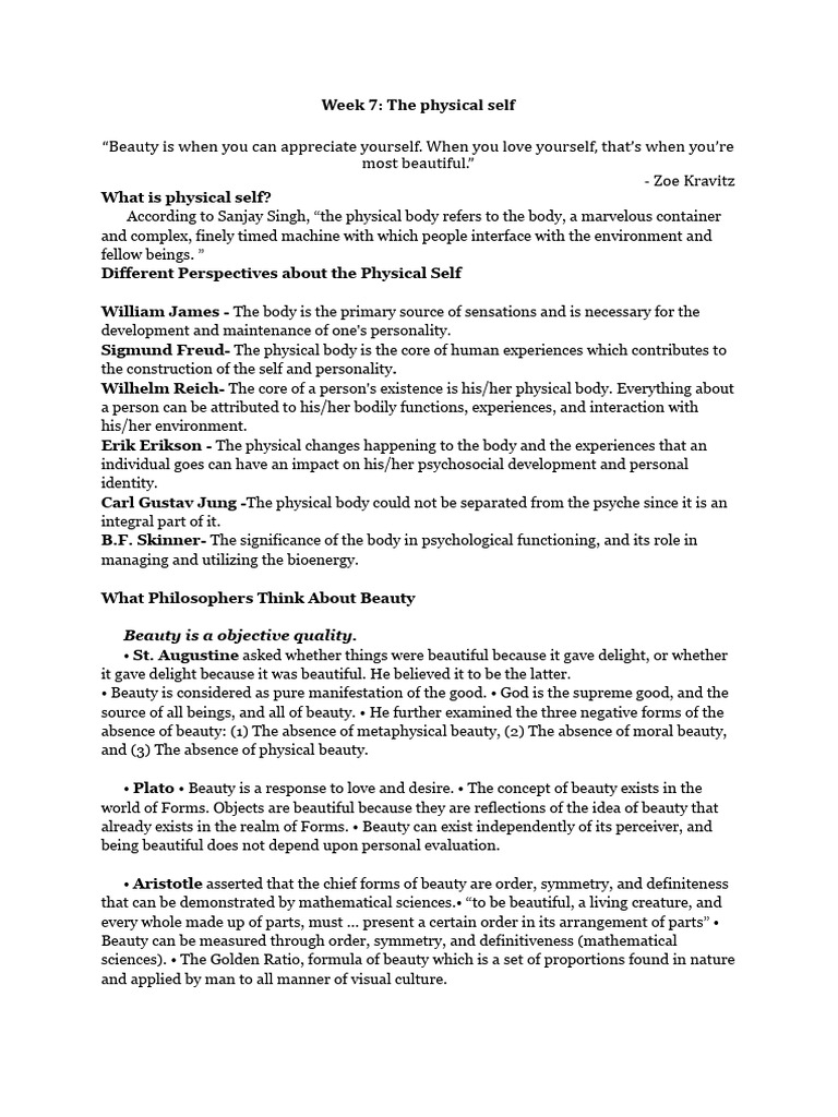 Understanding The Self - PHYSICAL SELF | Download Free PDF | Beauty ...
