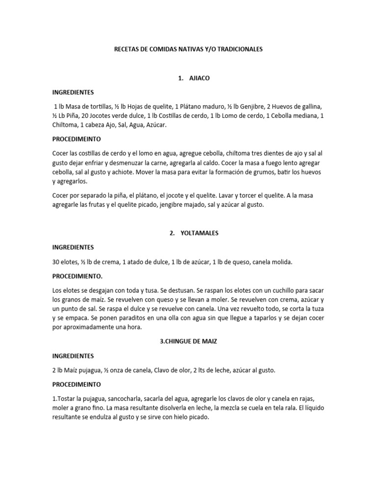 Recetas de Comidas Tipicas y Ancestrales | PDF | Cocinando | Maíz