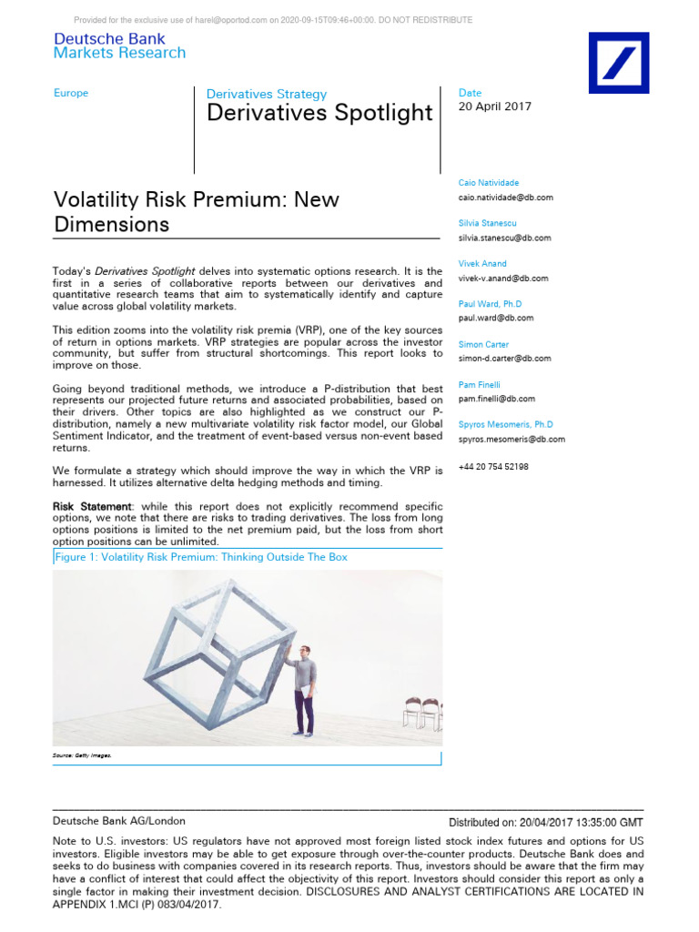 Deutsche Bank - Volatility Risk Premium | PDF | Option (Finance ...