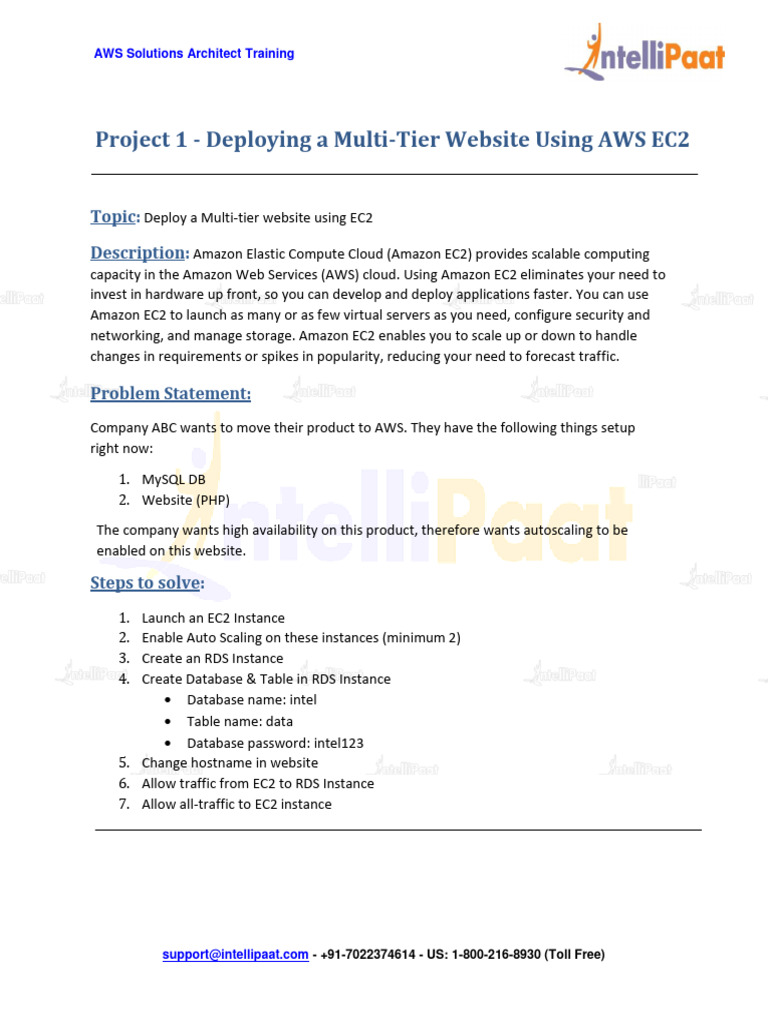 AWS Multi-Tier Website Project Guide | PDF