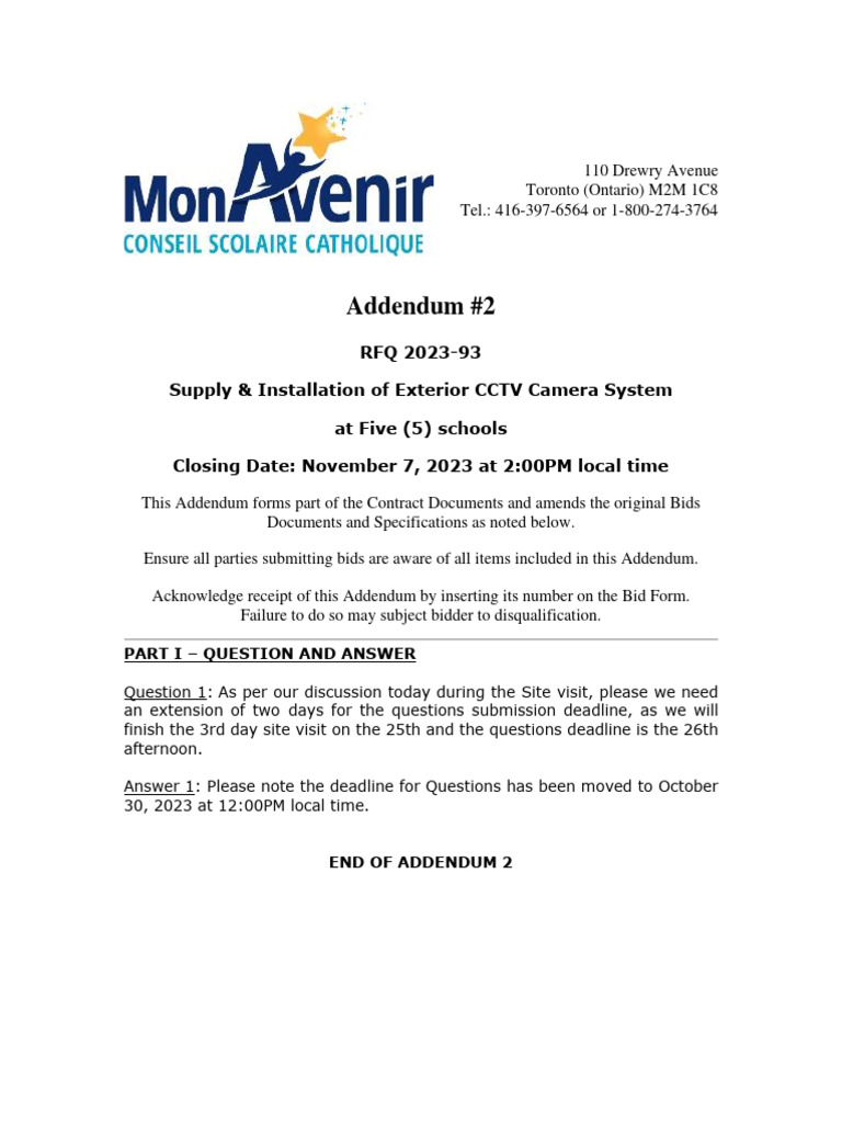 RFQ_2023-93 Sypply Installation of Exterior Camera System at Five (5 ...