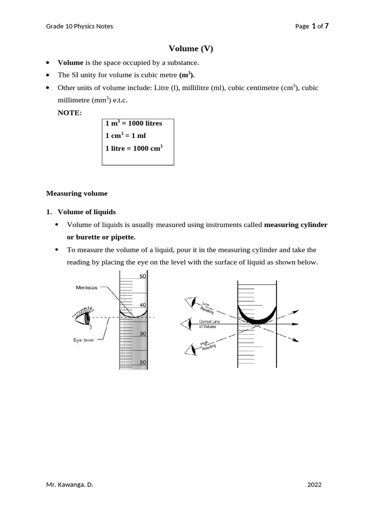 Volume & Density-2022 | PDF