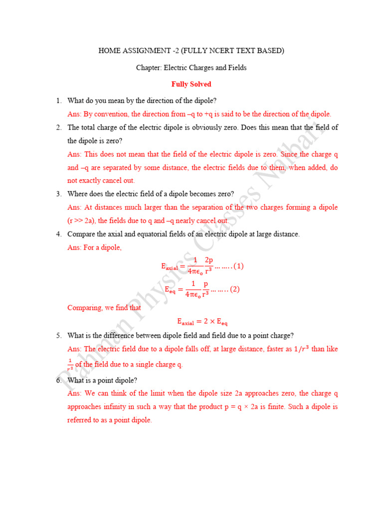 HOME ASSIGNMENT-2-Solved | PDF | Electric Charge | Building Engineering