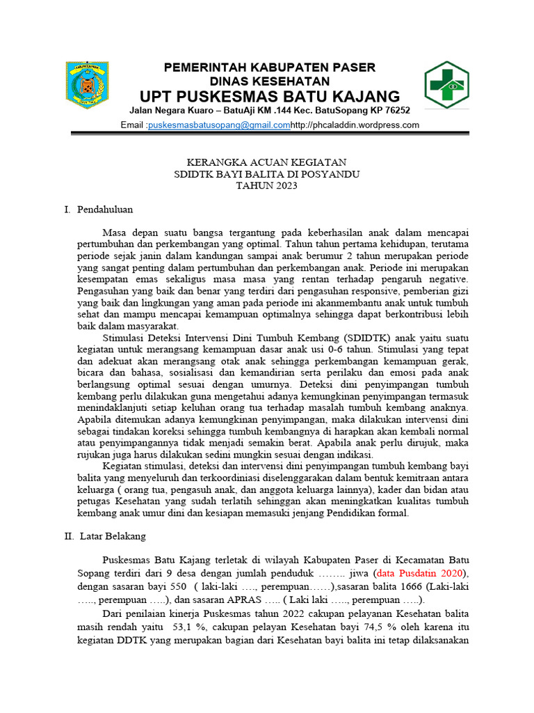 Kak DDTK Posyandu Tahun 2023 | PDF