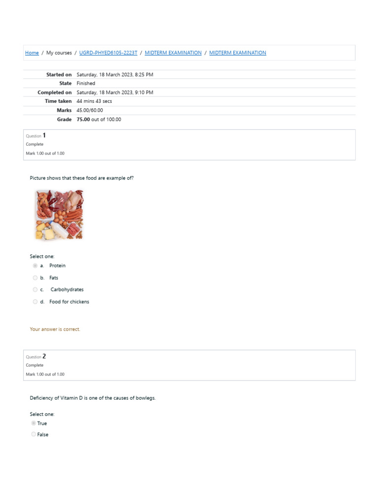 Midterm Exam on Nutrition and Fitness | PDF | Foods | Food Energy