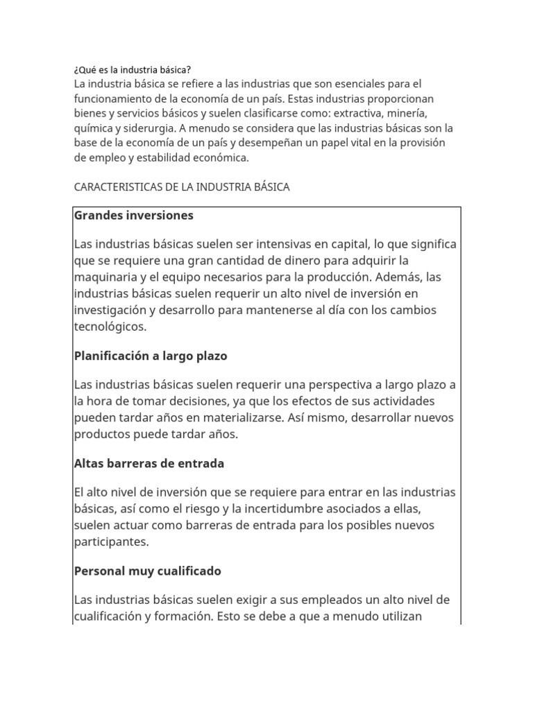 Qué es la industria básica | PDF | Minería | Petróleo