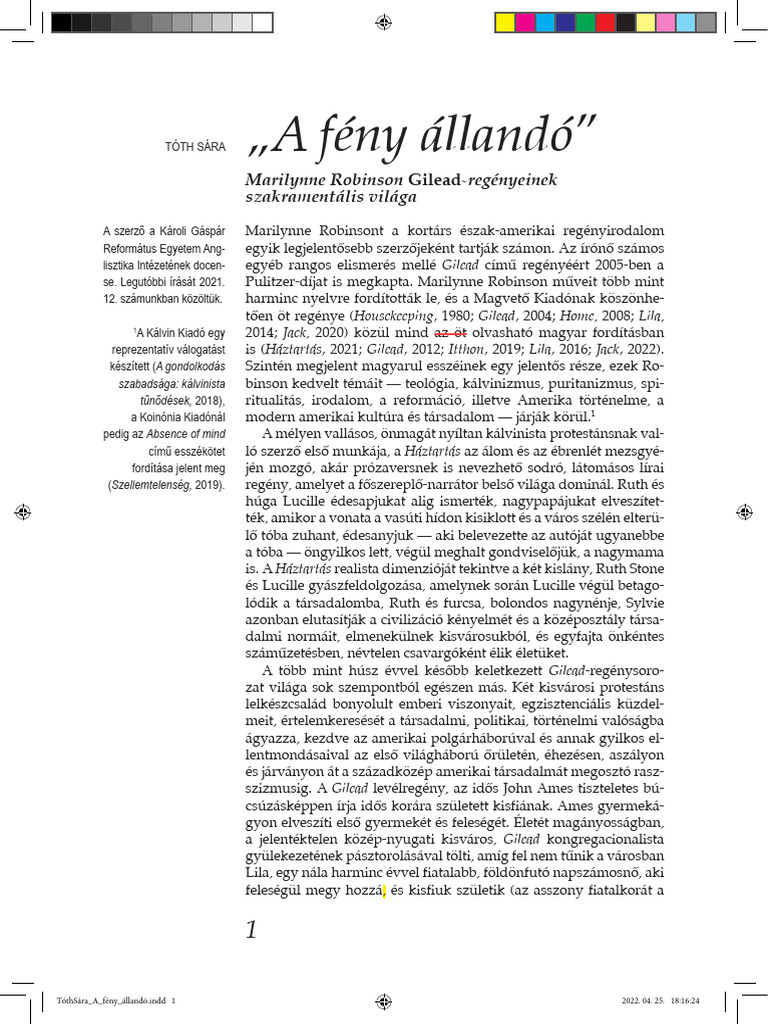 TóthSára A Fény Állandó | PDF
