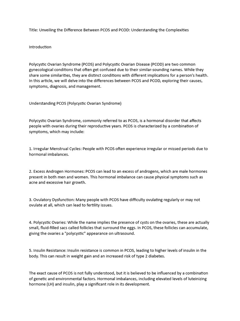 PCOS vs. PCOD | PDF | Polycystic Ovary Syndrome | Ovary