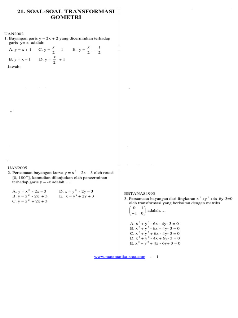 Adoc - Pub - 21-Soal-Soal-Transformasi-Gometri Siswa | PDF