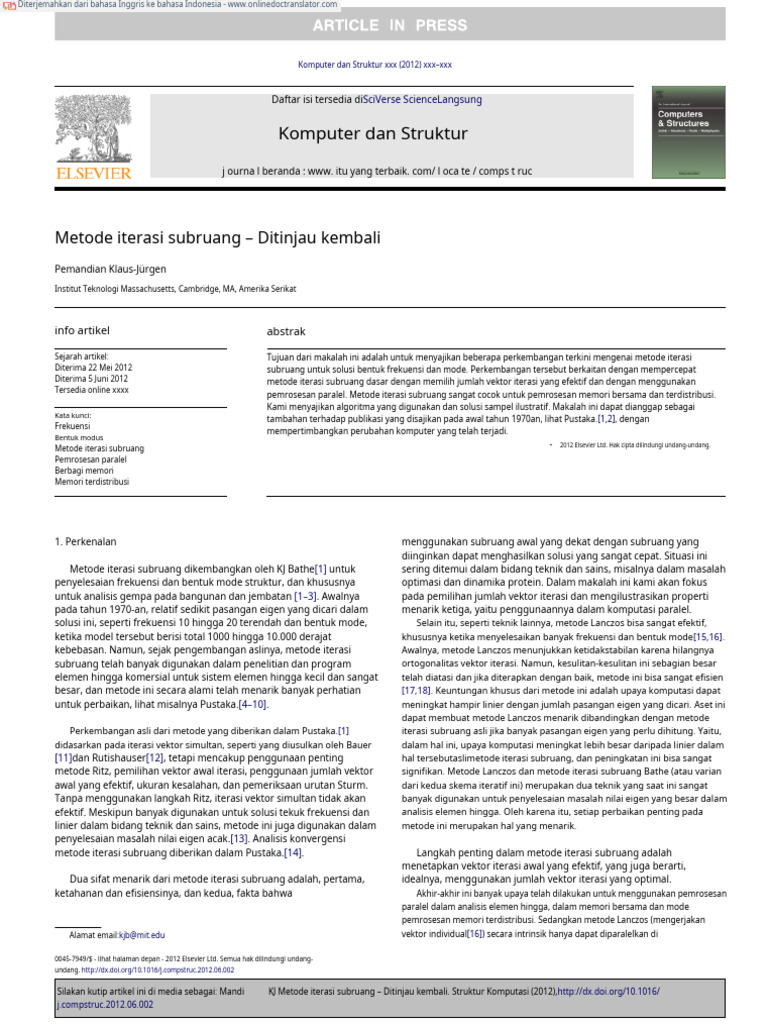 The Subspace Iteration Method Revisited - En.id | PDF