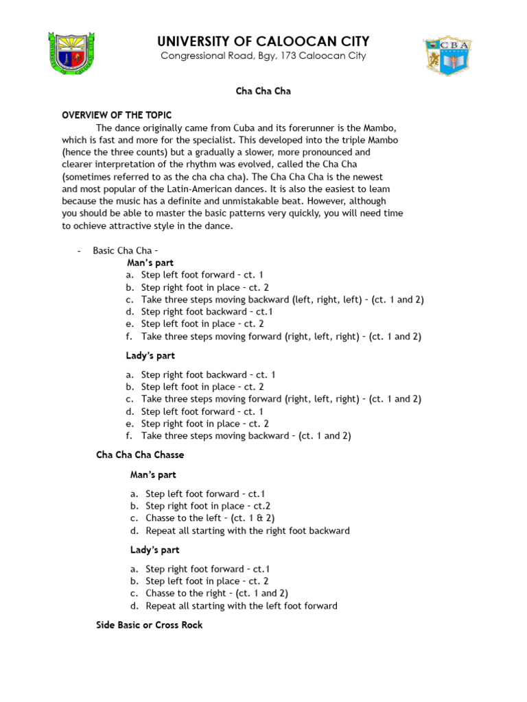 Cha Cha Handouts | PDF