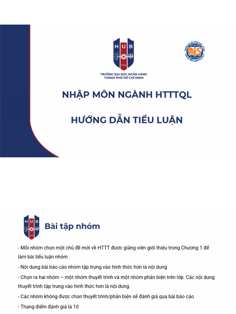 HUB-Nhap Mon Nganh HTTTQL_Huong Dan Tieu Luan (1) | PDF