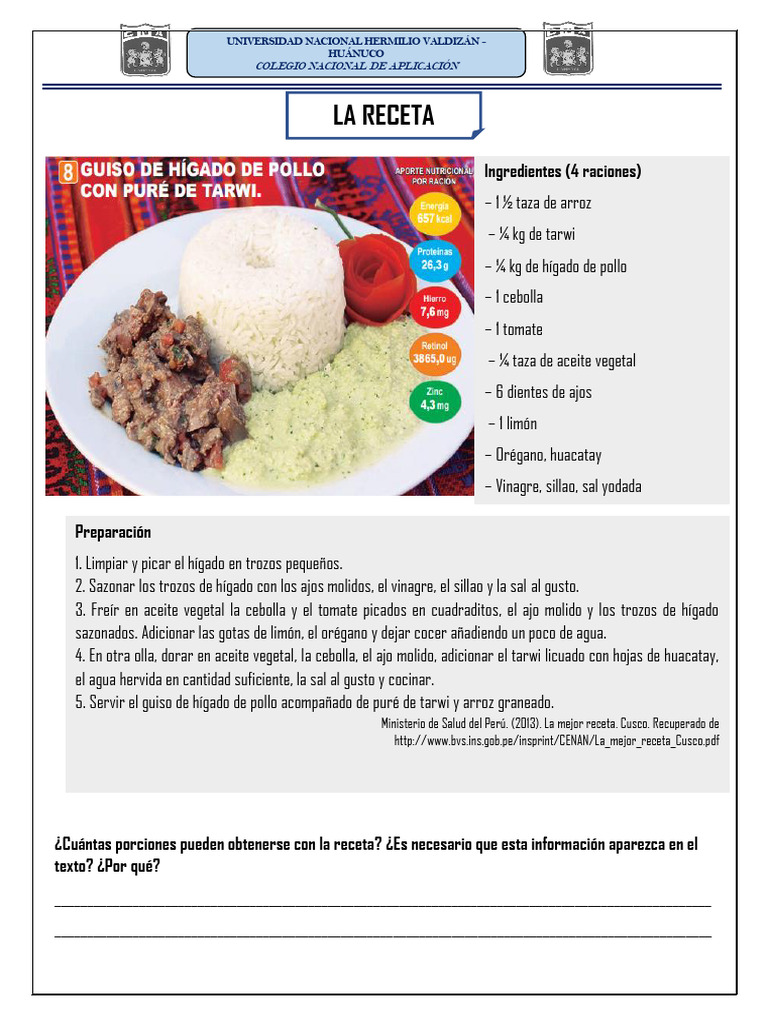 La Receta... | PDF | Preparación de comida y bebida | Nutrición