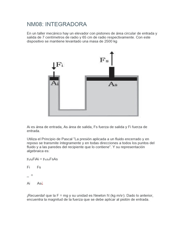 Fuerza en Elevador Mecánico: NM08 | PDF | Métodos y materiales de enseñanza