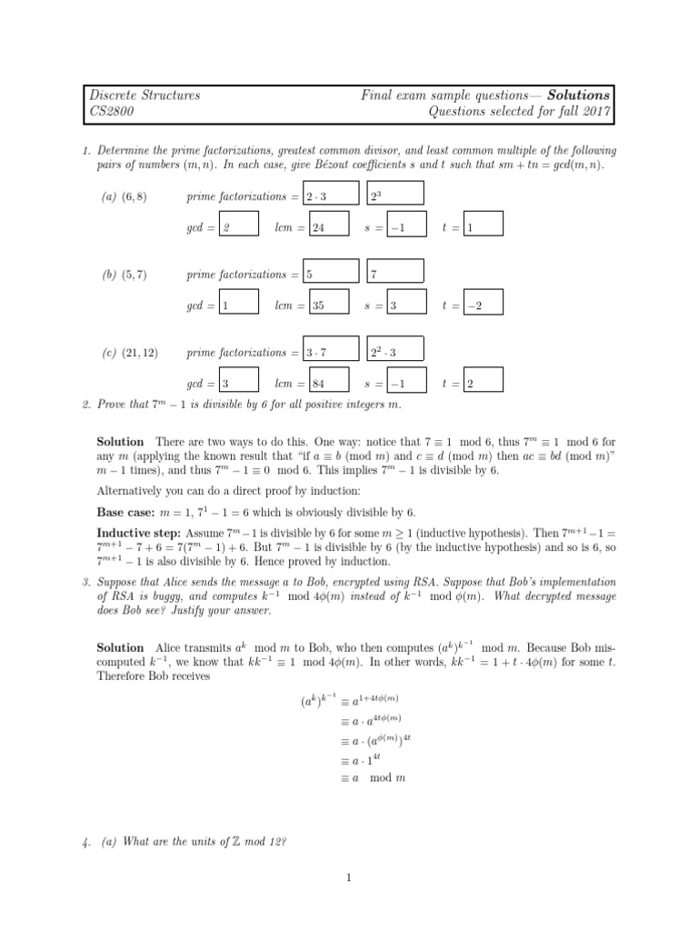 Final Sample Sol | PDF | Factorization | Elementary Mathematics