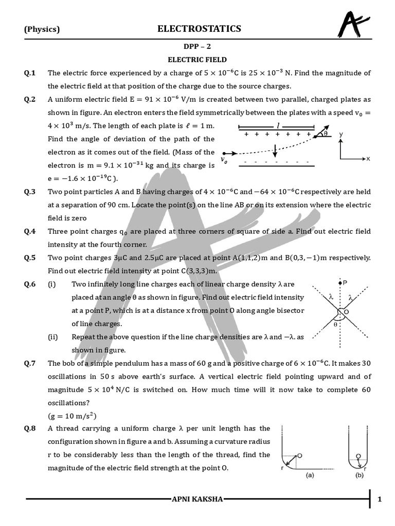 DPP - 02 - Electrostatics - Electric Field | PDF | Electric Field | Electron