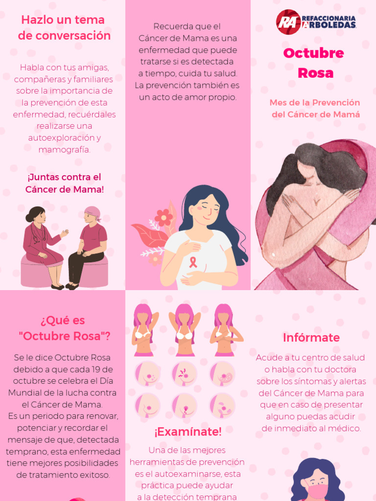 Folleto Sobre La Prevención Del Cáncer de Mama Ilustrado Moderno Rosa | PDF