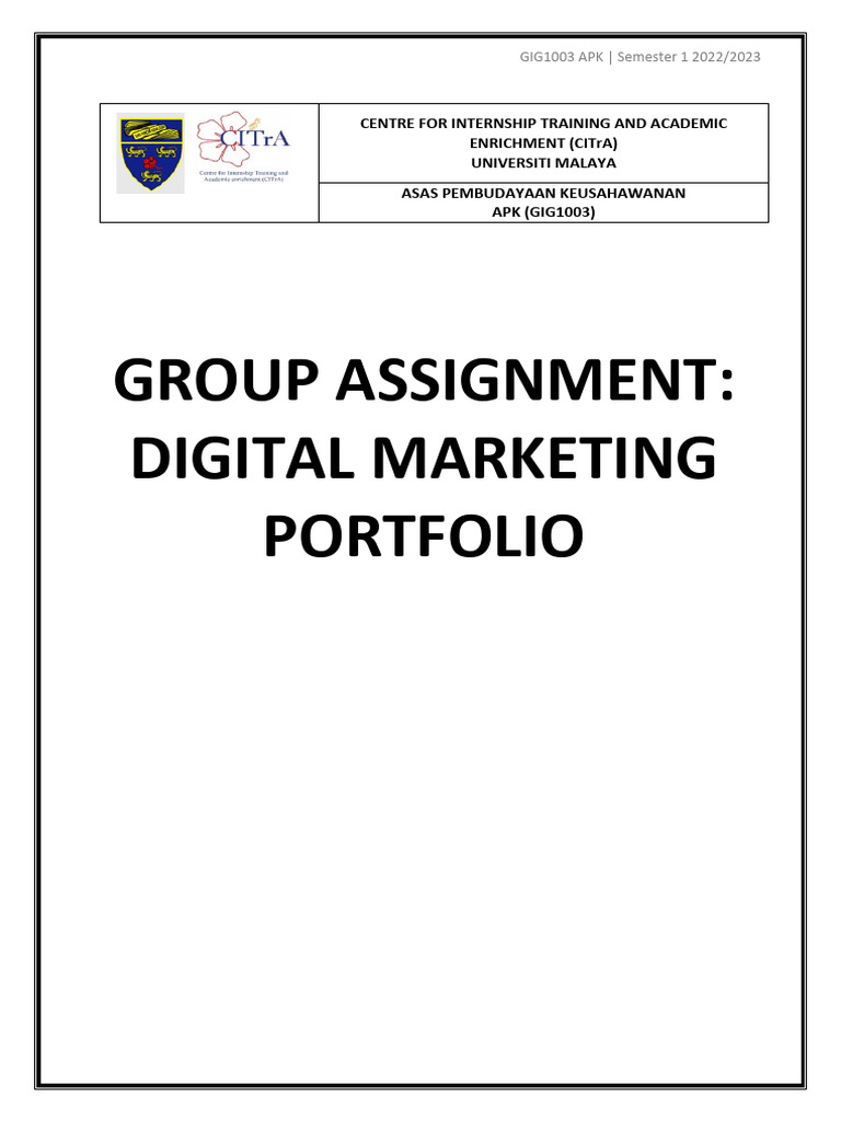 Assignment Marketing Portfolio S1 2022 2023 | PDF | Digital Marketing | Marketing