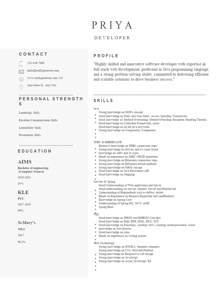 Resume 1 | PDF | Java (Programming Language) | Software Engineering