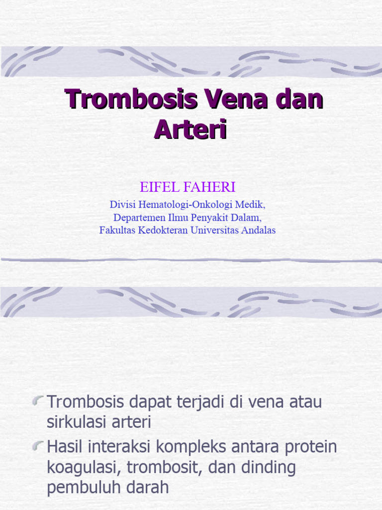 Trombosis Arteri Dan Vena | PDF