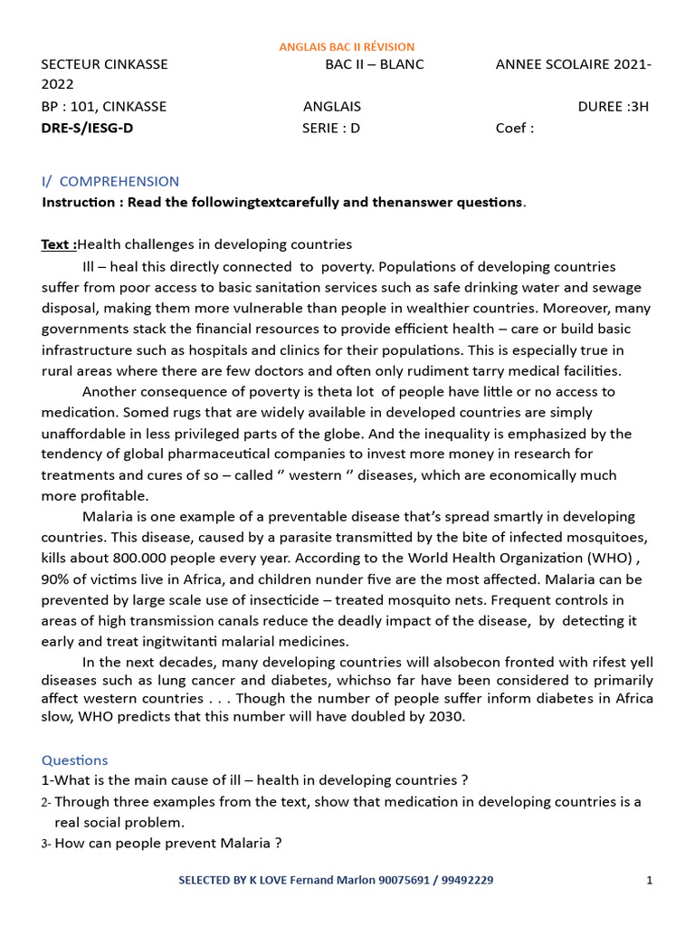 Ang Bac Ii Revision | PDF | Malaria | Adverb