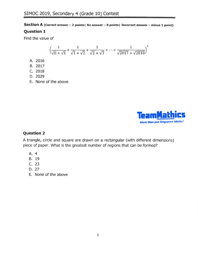 2019 Simoc Y10-11 | PDF