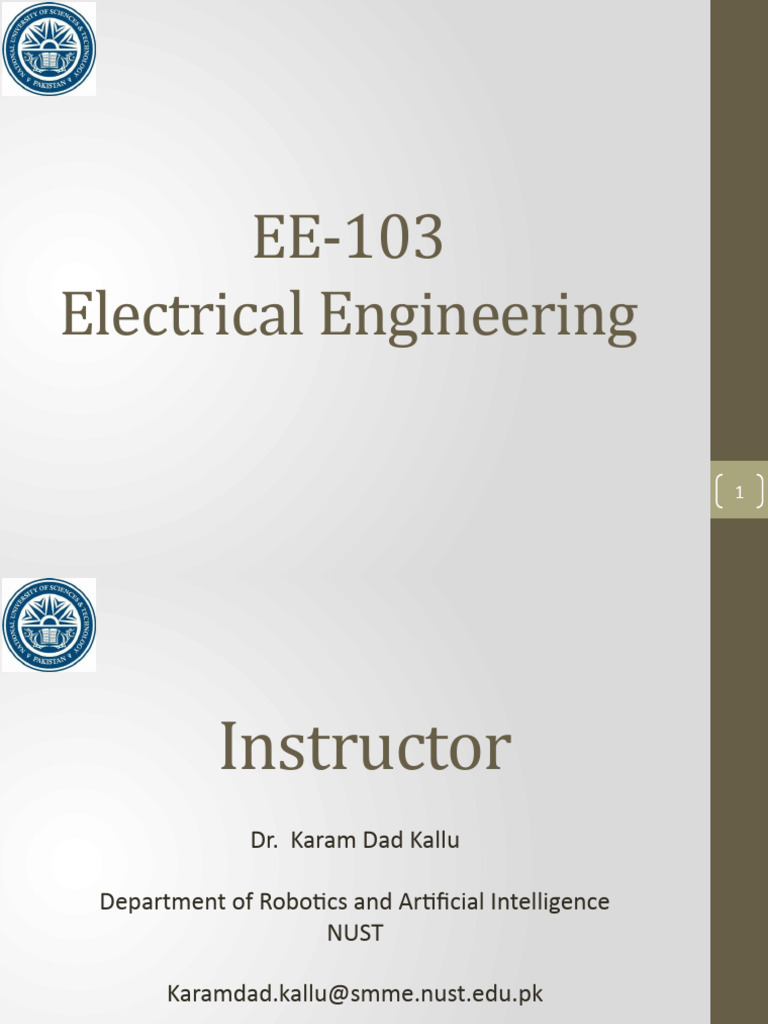 Lecture 1 - Introduction & Basic Components and Electric Circuits | PDF