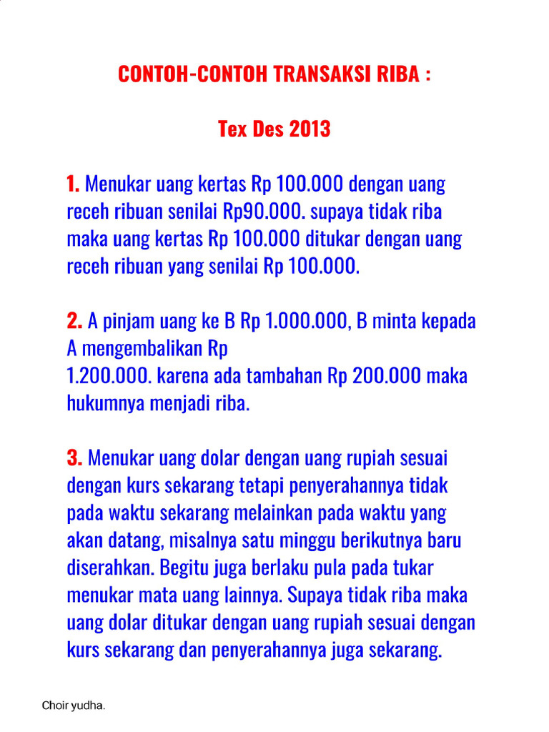 Contoh-Contoh Transaksi Riba | PDF
