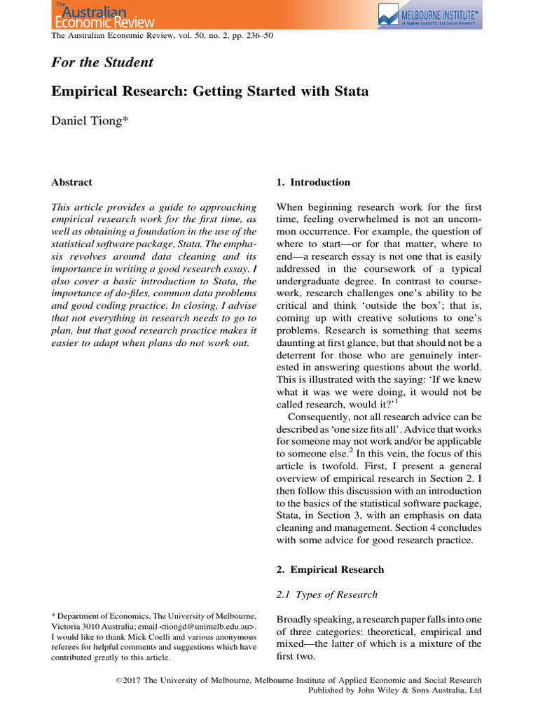 Empirical Researchers Getting Started With Stata | PDF