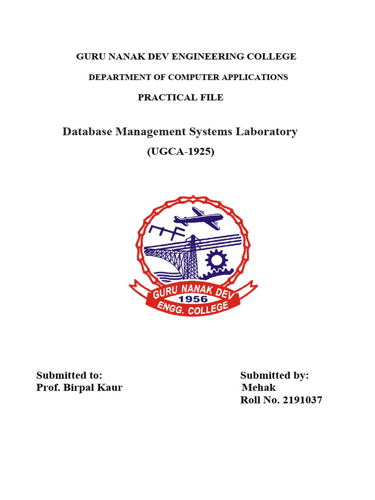 Mehak Dbms | PDF | Sql | Databases Mehak Dbms | PDF | Sql | Databases