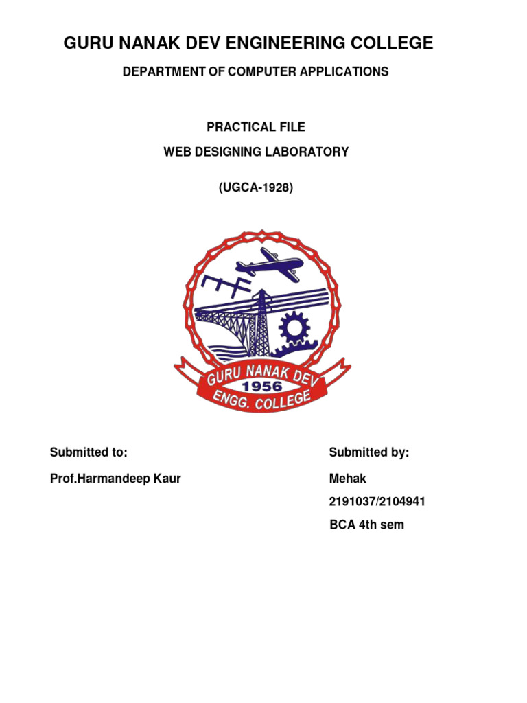 Web Designing Lab Practical File | PDF | Html Element | World Wide Web