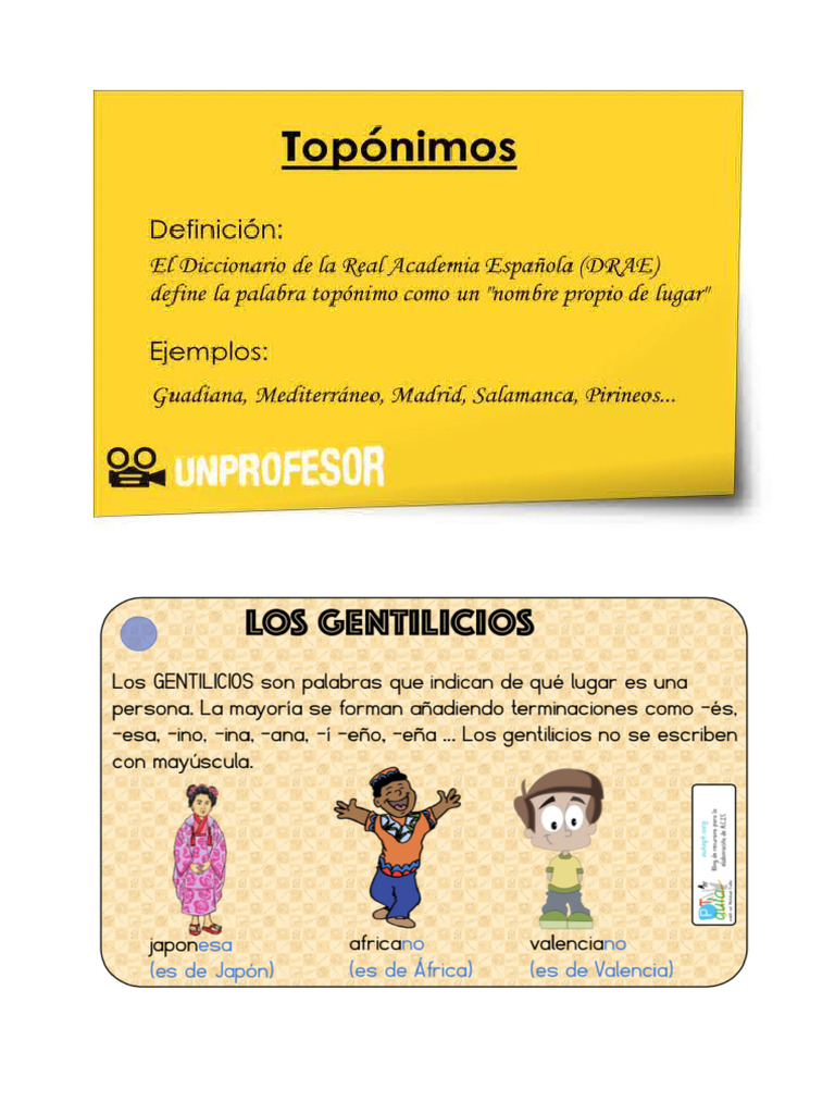 Topónimos y Gentilicios | PDF