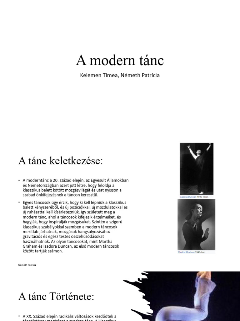 A Modern Tánc Bemutatása. | PDF