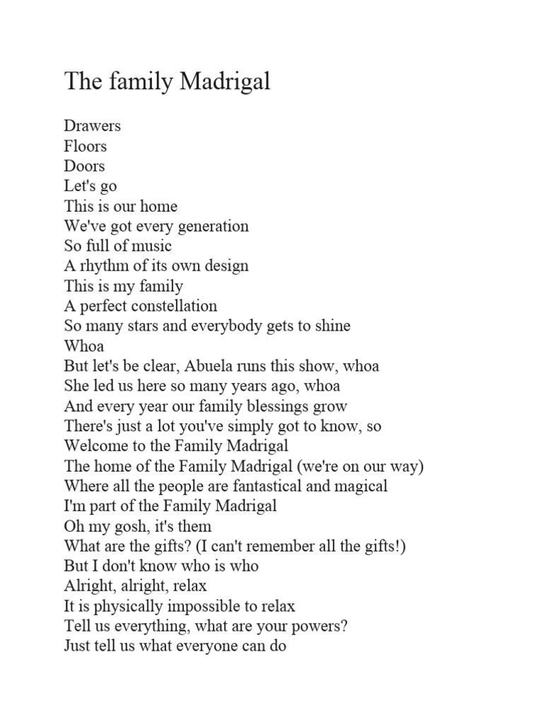 The Family Madrigal | PDF