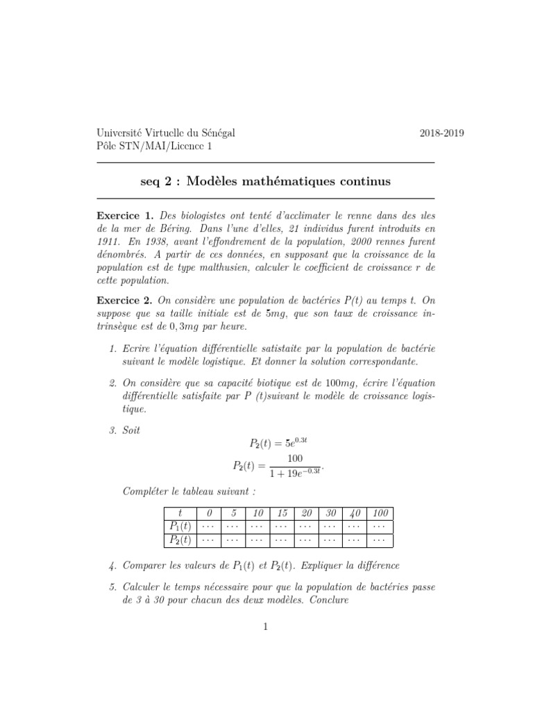 Modélisation1 Seq2 TD | PDF